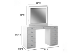 Tresanti Alexandra Double Pedestal Vanity Table with LED Lighted Mirro ...